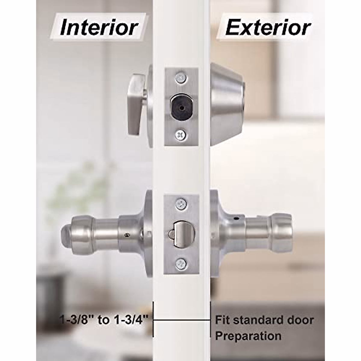 Keyed Alike Front Door Lever Lockset with Single Cylinder Deadbolt Combination Set, Exterior Door Knob with Lock and Deadbolt, Satin Nickel Finished, 2Sets