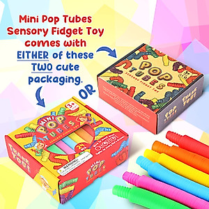 Pop Tubes Mini 24 Pack, Sensory Fidget Party Favors Bulk Toys for Kids, Stress Relief Toys for ADHD, ADD Toddlers, DIY Learning for Preschool, Fidget Toys for Kids Party Favors Classroom Prize