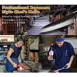 Gyuto Chef Knife - 8 Inch Professional Hand Forged Kitchen Chef Knife High Carbon Japanese AUS-8 Stainless Steel Chef Knife with Rosewood Handle & Gift Box