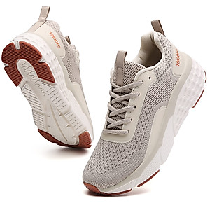 TSIODFO Walking Sneakers for Women's Tennis Shoes Beige Size 7 Comfort Memfory Foam Fashion Running Shoe Ladies Runner Gym Workout Jogging Sneaker