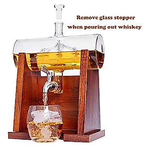 Whiskey Decanter, Glass Decanter Set with 2 Globe Whiskey glasses