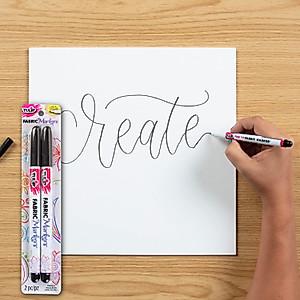 Tulip Permanent Nontoxic Fabric Markers Black 2 Pack - Laundry Markers, Fine Bullet Tip, Child Safe, Minimal Bleed & Fast Drying - Premium Quality for T-shirts, Clothes, Shoes, Bags & Other Fabric Materials