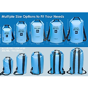 YUMQUA Waterproof Dry Bag Backpack 5L/10L/20L/30L/40L, Roll Top Floating Waterproof Storage Bags for Kayaking, Boating, Swimming, Hiking, Camping and Fishing