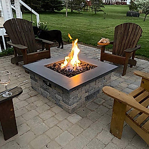 Spotix HPC Square Match Lit Fire Pit Burner Kit (FPSSQ24KIT-PAN-LP-MSCB) with 24x24-Inch Burner and 30x30-Inch Flat Pan, Propane, Polished Chrome, with Flange, Key, Valve, Flex Line and Fittings