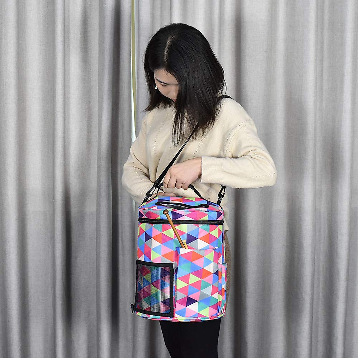 Katech Yarn Storage Bags Travel 3-Piece Knitting Bags Set Crochet Yarn Storage Empty Organizer Large Capacity Yarn Knitting Tote Bag for Storing Yarn, Crochet Hooks and Knitting Needles Accessories