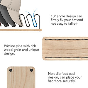 JigJag Hat Organizer for Baseball Caps 2 Pack, Premium Wood and Metal Design Hat Storage for Baseball Caps for 14Caps, Tabletop Hat Racks for Baseball Caps for Closet, Dresser, Entrance (2PCS)