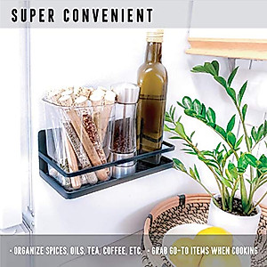 Magnetic Spice Rack for Refrigerator - Perfect Kitchen Organizer for Limited Counter Space - Super Strong Holds Up To 6.6 lbs (Black)1