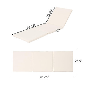 Christopher Knight Home Jamaica Outdoor Water Resistant Chaise Lounge Cushions, 2-Pcs Set, Cream