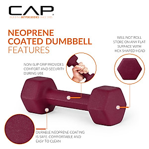 CAP Barbell Neoprene Dumbbell Weights, 5 lb Pair, Violet