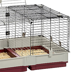 Ferplast Krolik XXL Rabbit Cage with Wire Extension, Rabbit Cage Includes All Accessories & Measures 63.8 L x 23.62 W x 19.68 H Inches, 1-Year Warranty, 63.78 x 23.62 19.62 x 19.68", Multicolor