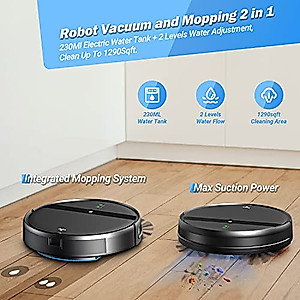 MANVINS Robot Vacuum and Mop Combo, Robotic Vacuum Cleaner, WiFi/Alexa/App, 2 in 1 Mopping Robot Vacuum Cleaner, Multiple Cleaning Modes, Slim, Quiet, Self-Charging, for Pet Hair/Hard Floor/Carpet