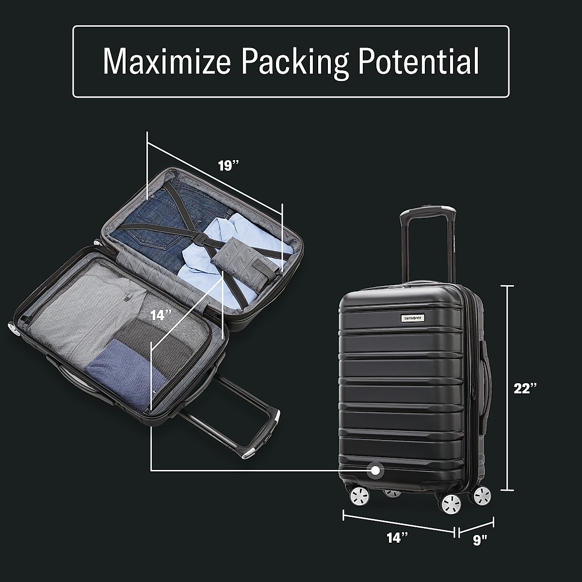 Samsonite Omni 2 Hardside Expandable Luggage with Spinner Wheels, Carry-On 19-Inch, Rose Gold