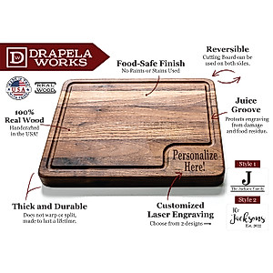 Custom Cutting Boards Wood Engraved Cutting Board Personalized, USA Made - Thick Maple/Walnut Personalized Cutting Boards Wood Engraved, Personalized Wedding Gifts for the Couple