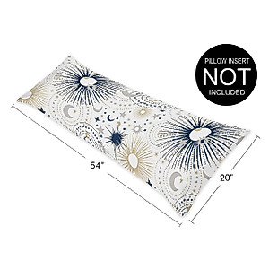 Sweet Jojo Designs Star and Moon Body Pillow Case Cover (Pillow Not Included) - Navy Blue, Gold, and Grey Celestial Sky Stars Gender Neutral Unisex
