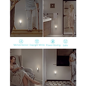 L LOHAS LED Motion Sensor Night Light, [2 Pack] Motion Activated Night Light, Daylight White, Adjustable Brightness, Motion Sensor Light Indoor Plug in for Nursery, Kids, Bedroom, Bathroom Night Light