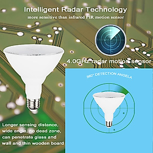 U4GLORY Radar Motion Sensor Light Bulbs - Par38 15W (100W Equivalent), E26 Base, Motion Sensor Bulb, Motion Light Bulbs Perfect for Outdoor, Garden, Garage, Yard, 5000K(Daylight), 2 Pack