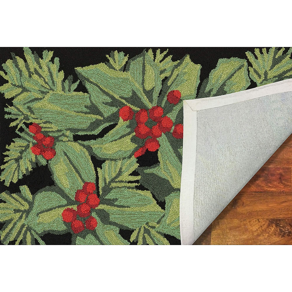 Liora Manne Holly Berries Indoor/Outdoor Rug, 2' X 3', Black