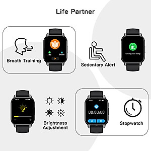Popglory Smart Watch Call Receive/Dial, 1.85'' Smartwatch with AI Voice Control, Blood Pressure/SpO2/Heart Rate Monitor, Fitness Tracker Watch with 2 Straps for Men & Women iOS & Android Phones