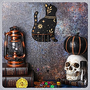 Cute Wall Shelf Wooden Crystal Shelf with 3 Crystals Stones Wall Mounted Crystal Display Shelf Decorative Crystal Wall Shelf Crystal Organizer Floating Shelves for Living Room Bathroom Decor (Cat)