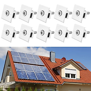 FOLOSAFENAR Solar Panel Mid Clamps, Time Saving High Mechanical Strength 10Pcs Aluminum Solar Bracket Mid Clamp for Roof PV System