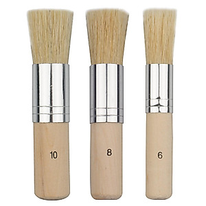COCODE Wooden Stencil Brush (Set of 3), Natural Bristle Brushes Perfect for Acrylic Painting, Oil Painting, Watercolor Painting, Stencil Project, Card Making and DIY Art Crafts