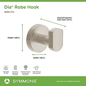 Symmons 353RH-STN Dia Wall-Mounted Robe Hook in Satin Nickel