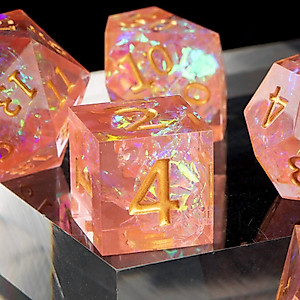 DND Dice Set Resin D&D Dice Set, RUNFNG Sharp Edges Dice for Dungeons and Dragons Role Playing Gaming, 7 Pcs D+D Polyhedral Dice Set with Gift Box