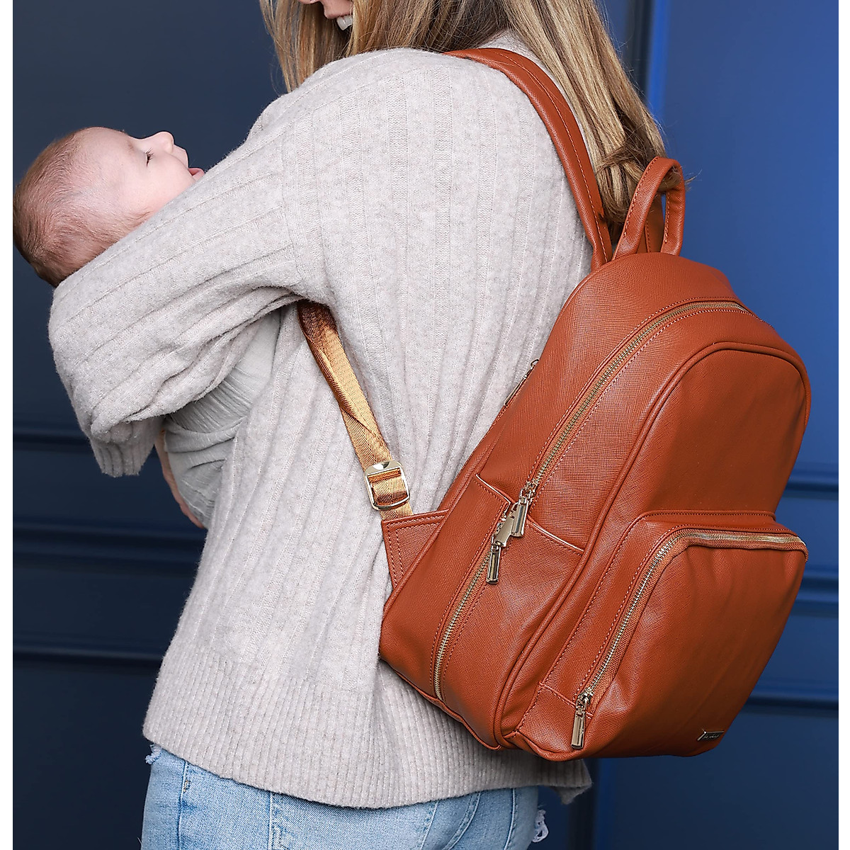 Love, Johnny Vegan Leather Diaper Bag and Backpack for Men and Women (Sierra Brown)