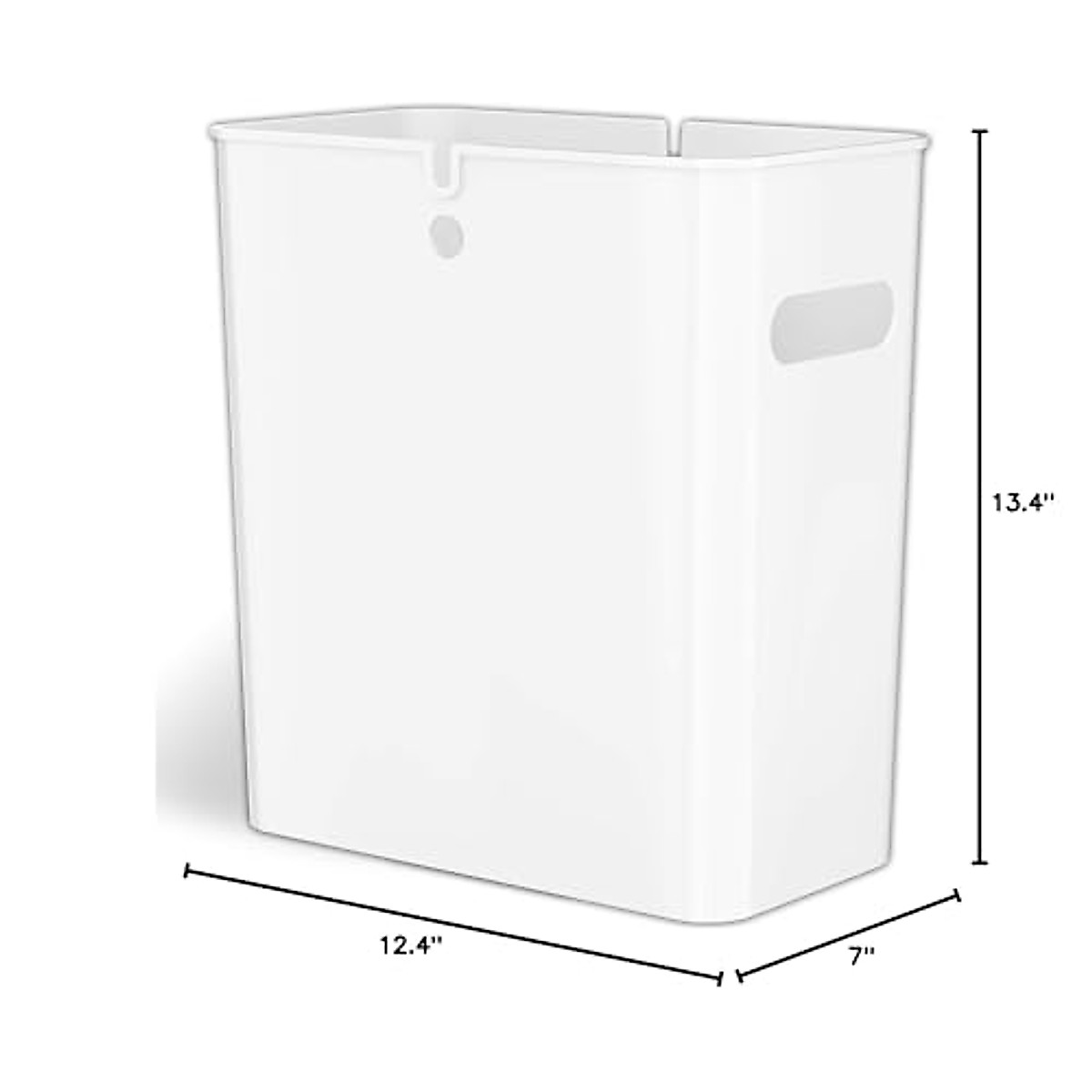 iTouchless SlimGiant 4.2 Gallon Slim Trash Can with Handles, 16 Liter Plastic Small Wastebasket Hanging Garbage Bin, Magazine / File Folder Storage Container for Home, Office, Bathroom, Kitchen, White