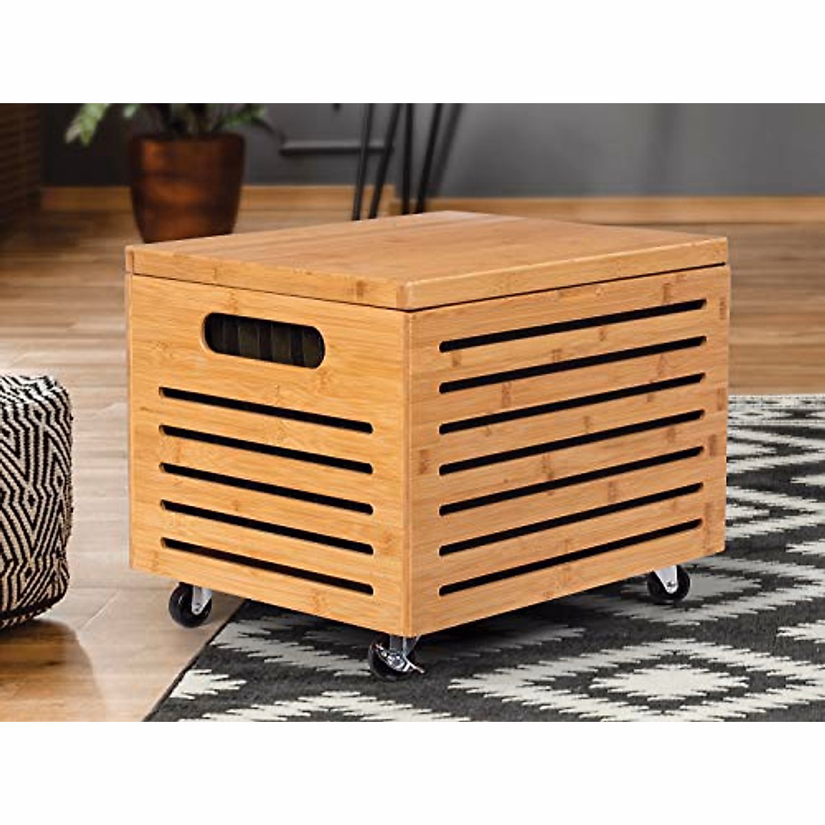 BirdRock Home Rolling File Storage Organizer Box with Lid (NEW VERSION) - Bamboo - Decorative Wood Hanging Filing & Storage Office Box - Letter/Legal - Strong Durable - Toys Blankets Binders - Natural