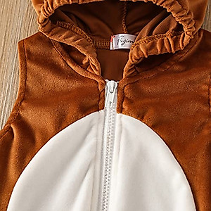 Frietlebird Toddler Baby Deer Halloween Costumes Christmas Costume Outfit Sleeveless Zipper Hooded Reindeer Romper Bodysuit for Kids(Brown Deer,2-3T)