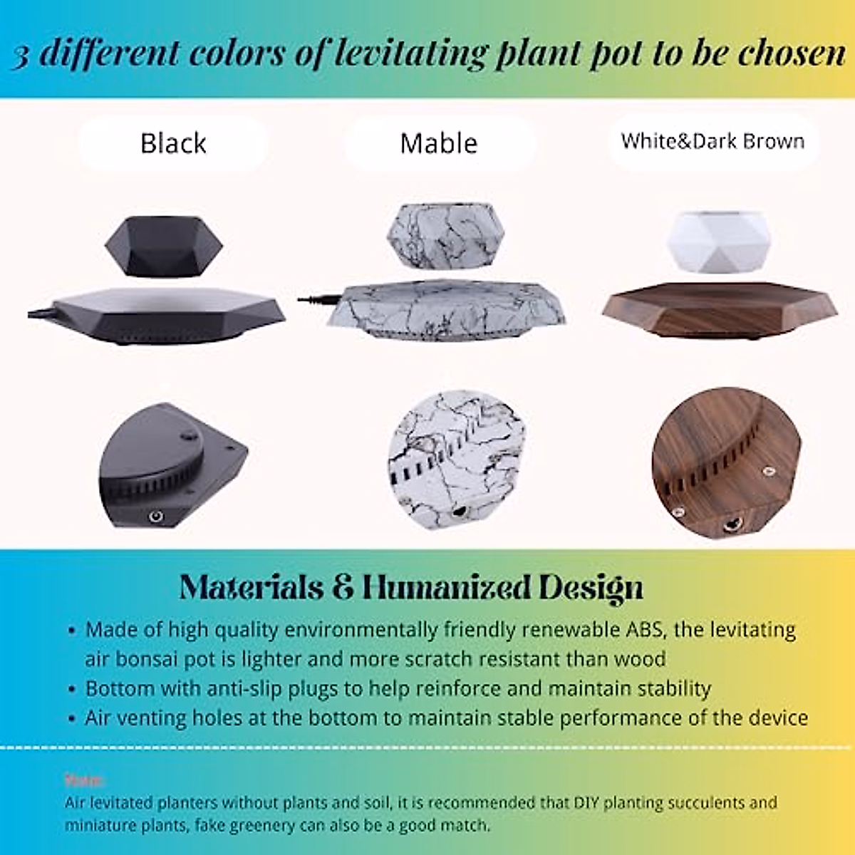 MOOCCI Floating Plant Pot Magnetic Levitating Plant Pot for Succulents, Air Bonsai and Fake Flowers and Plants, Unique Decor for Home, Office and Desk (Brown)