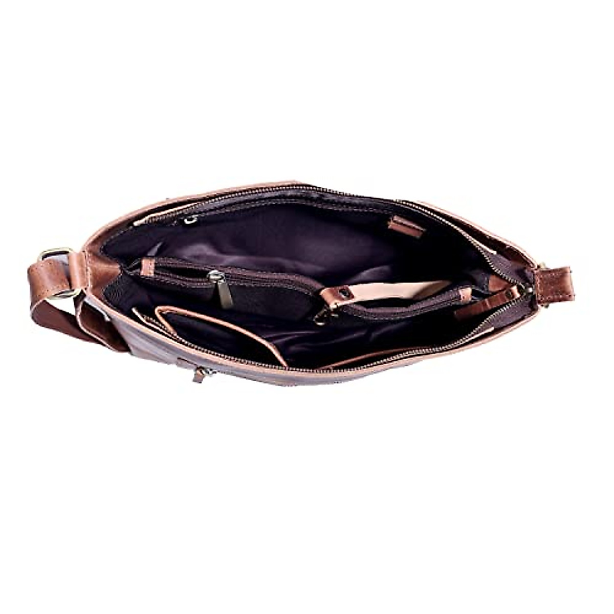 Concealed Carry Delaney Distressed Leather Crossbody Bags for Women-Vintage Leather Multi Pocket Shoulder Sling Womens Purses and Handbags by Vintage Couture