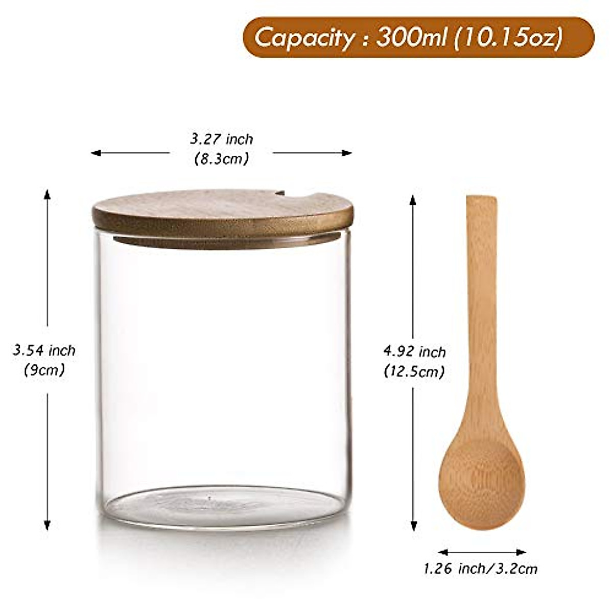Vermida Condiment Container Seasoning Box Set,Spice Jars Glass Seasoning Food Storage Containers with Bamboo Lid and Bamboo Spoon for Home and Kitchen,Salt Sugar Spice Pepper Jar,Set of 1 (1 pcs)