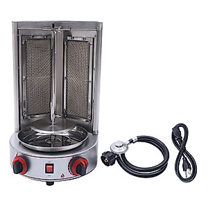 3000W Shawarma Meat Grill Machine Doner Kebab Griddle Rotisserie Vertical Broiler, Steel Roasters Barbecue, Liquefied Propane Gas Gyro Grill for Commercial and Home Kitchen