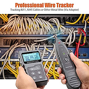 KOLSOL Network Cable Tester, Ethernet Wire Tracer with NCV & Lamp for CAT5 CAT6, PoE Tester Detect Voltage Measure Fault Distance by TDR NF-8209