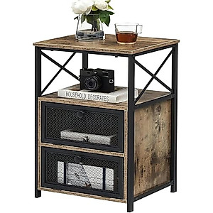 VECELO Night Stand Set of 2, End Side Table with Storage Space and Door,Modern Nightstands for Living Room, Bedroom