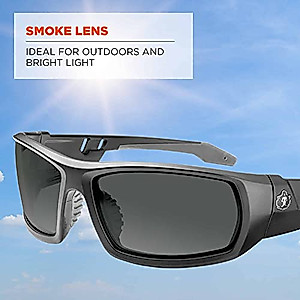 Ergodyne Skullerz Odin Safety Sunglasses, ANSI Z87 Impact Resistant, Durable Full Frame, Non Slip, Polarized, Anti Fog