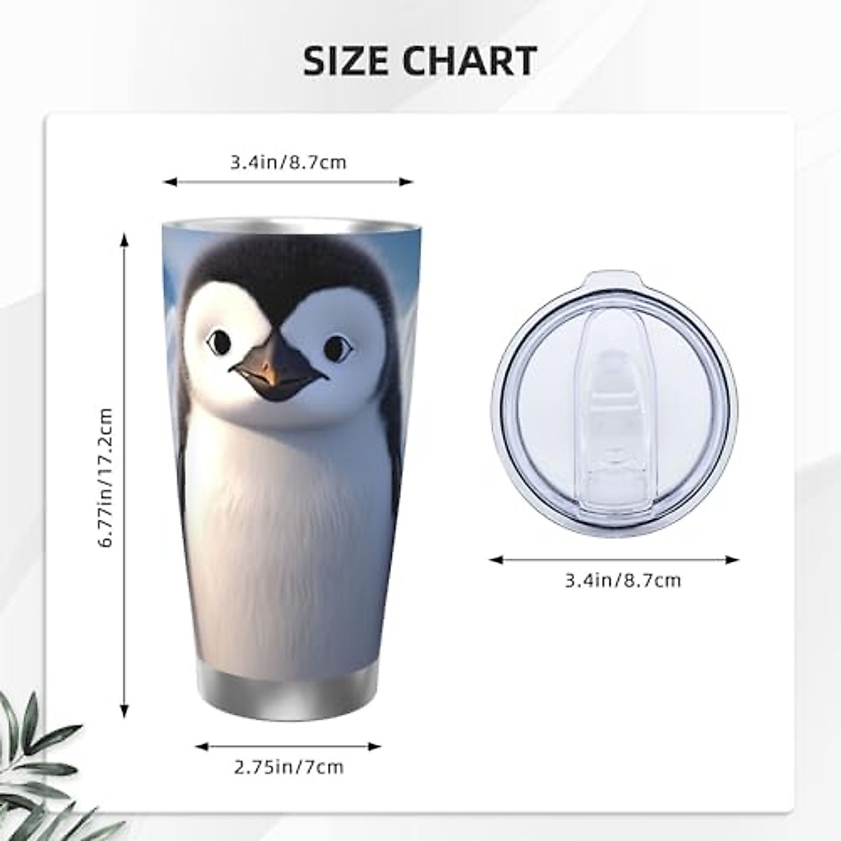 Cute Penguin Tumbler with Lid and Straw 20oz Stainless Steel Car Cup for Hot and Cold Drinks, Double Wall Insulated Travel Coffee Mug Reusable Drink Thermos Cup Birthday Gifts