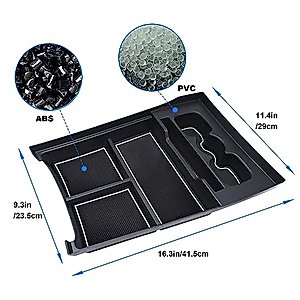 Lower Center Console Organizer for Rivian R1T & Rivian R1S Floor Storage Insert Box with White PVC Trim Rivian Organizer Tray with Cup Holder Compatible with Rivian R1T R1S 2022 2023