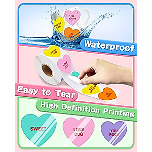 500 PCS Heart Stickers for Kids, Valentines Day Stickers Love Decorative Red Heart Stickers Labels for Teachers Classrooms Accessories Cards Envelopes Boxes
