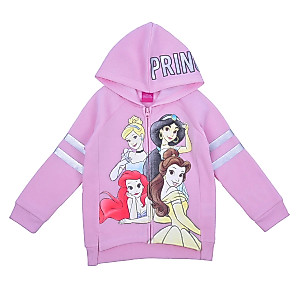 Disney Princess Girl’s 2 Piece Zip Up Hoodie, and Long Sleeve Shirt Set for Toddler and Little Kids