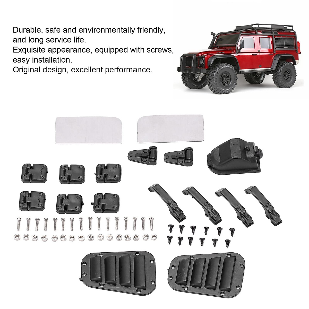 Dilwe RC Door Hinge Handle, Plastic, Car Door Hinge Handles Kit for T4 1/10 RC Vehicle Upgrade Parts, 6 Pcs/Set, Black