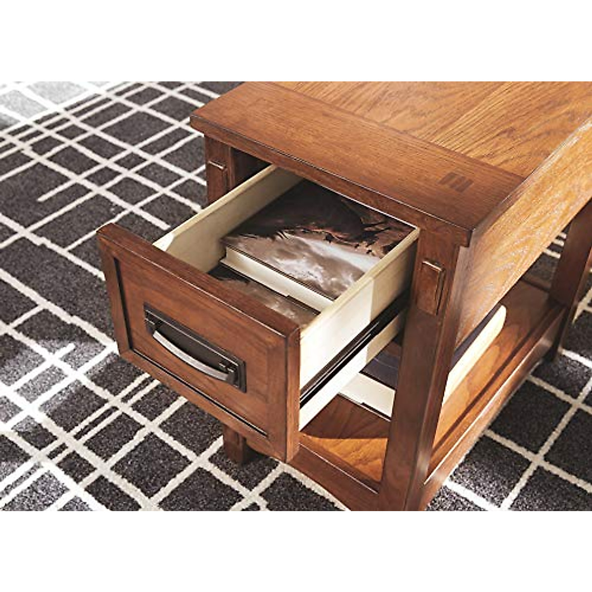 Signature Design by Ashley Breegin New Traditional Wooden Chair Side End Table with 1 Drawer and 1 Fixed Shelf, Brown