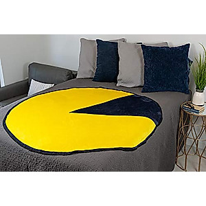 JUST FUNKY Pac-Man Video Game Large Fleece Throw Blanket | Official Pac-Man Character Throw Blanket | Collectible Video Game Throw Blanket | Measures 60 Inches in Diameter
