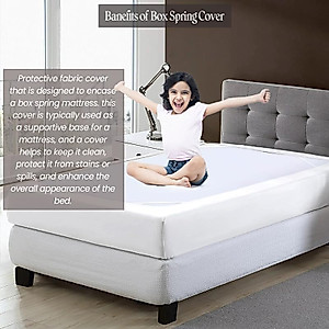 Banke Bihari Mattress Box Spring Cover Full XL Size Fits Upto 18" Inch Deep All Around Elastic for Snug Fit Your Mattress Polyester Fabric Thick Box Spring, White