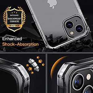 JETech Case for iPhone 14 6.1-Inch with 2-Pack Tempered Glass Screen Protector, 360 Full Body Shockproof Bumper Phone Cover Protective Clear Back (Clear)