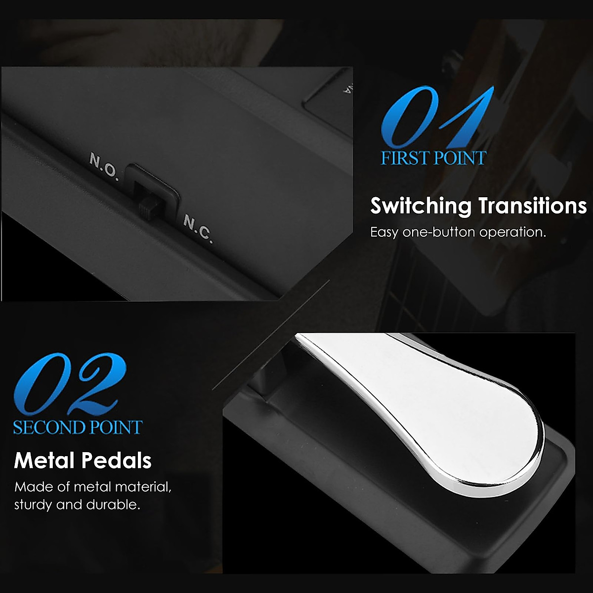 Keyboard Sustain Pedal, Universal Digital Piano Foot Pedal with Non-slip Bottom for Keyboards