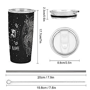 BEOIIBIRD Custom Scorpio Zodiac Tumbler Gifts, 20oz Glaze Stainless Steel with Lid and Straw Personalized with Text Bottles Insulated Coffee Mug, Beverage Cup for Teen Women Men Office Car Travel