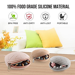 Smlpuame 4 Pack Pacifier Holder Case Set,2 Silicone Portable Pacifier Cover Pouch Bag for Diaper Bags Baby Carriage with 2 Transparent Pacifier Storage Container Box,Easy to Clean,Classic(Green+Grey)